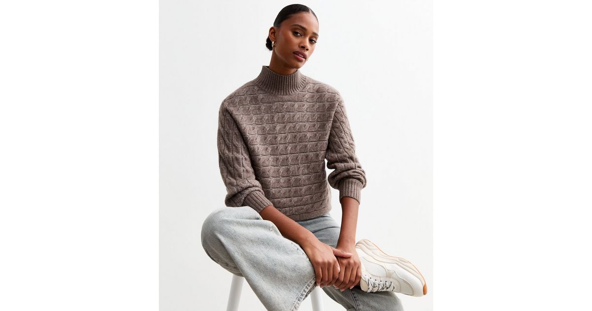 Mink Cable Knit Cropped Jumper | New Look