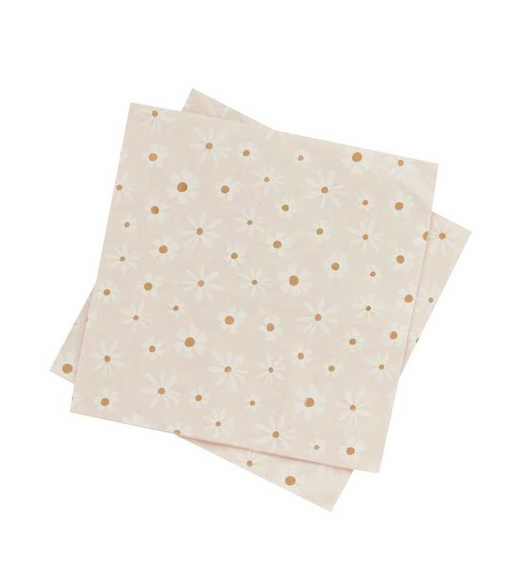 16 Pack Pink Daisy Napkins | New Look