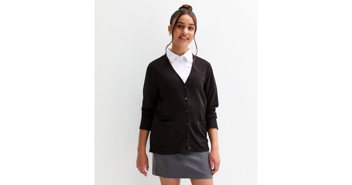Girls Black Longline School Cardigan | New Look