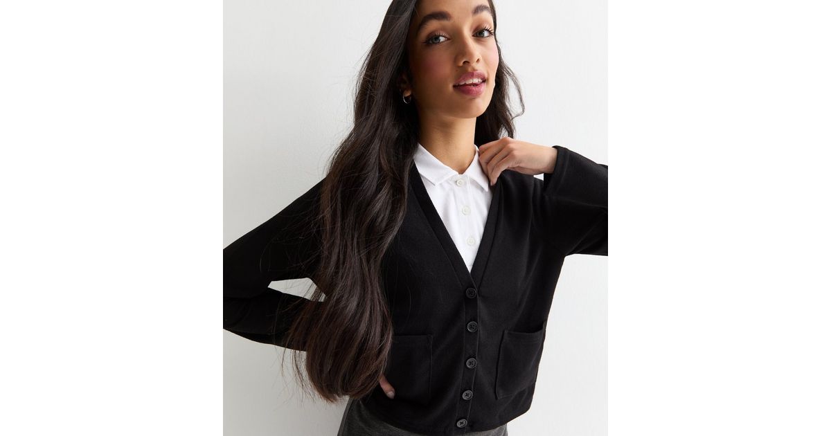 Girls Black Fine Knit School Cardigan | New Look
