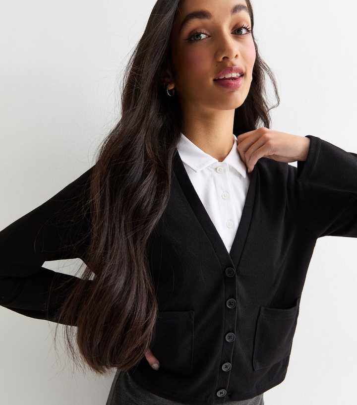 Girls Black Fine Knit School Cardigan | New Look
