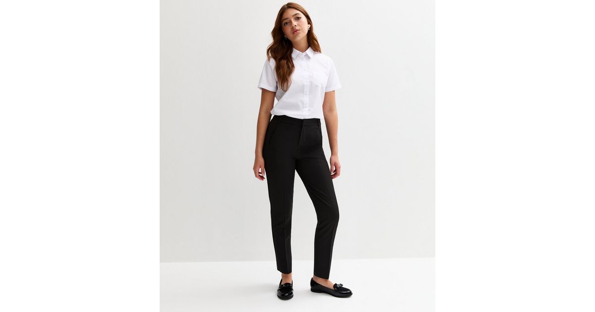 Girls Black Folded Leg School Trousers | New Look