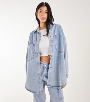 Pink Vanilla Pale Blue Denim Shacket | New Look