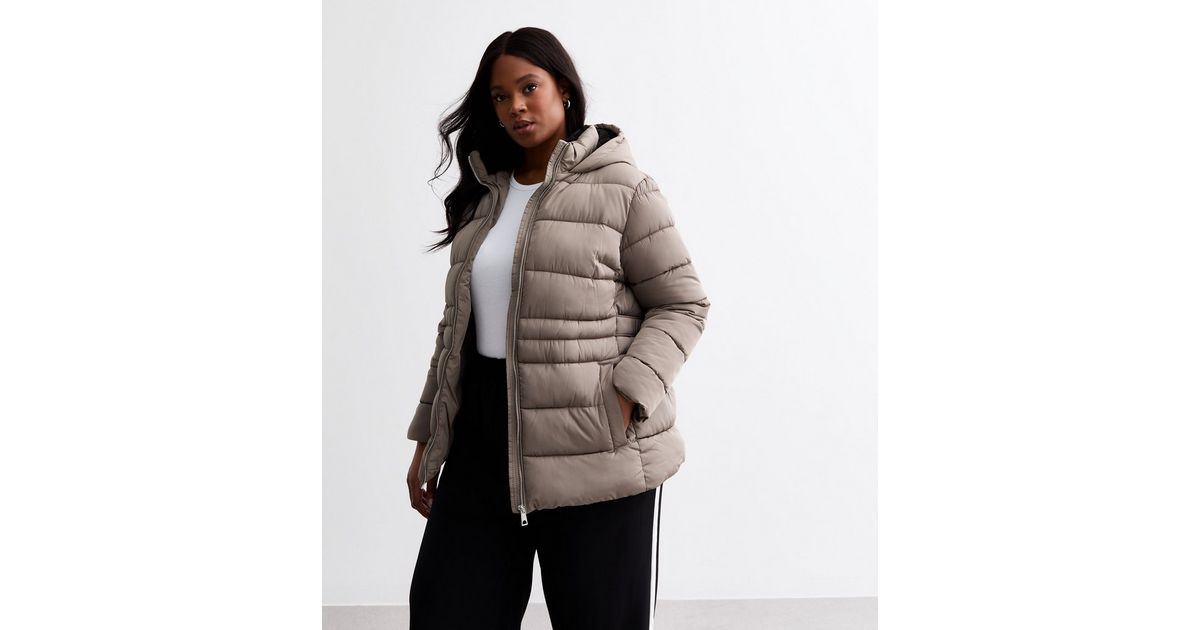 Curves Brown Puffer Jacket | New Look