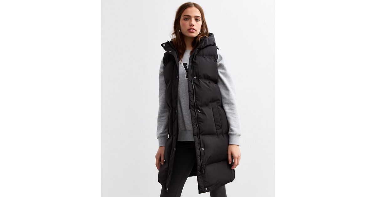 Black Hooded Puffer Gilet | New Look