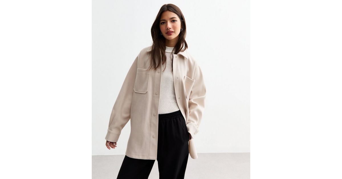 Stone Long Shacket | New Look