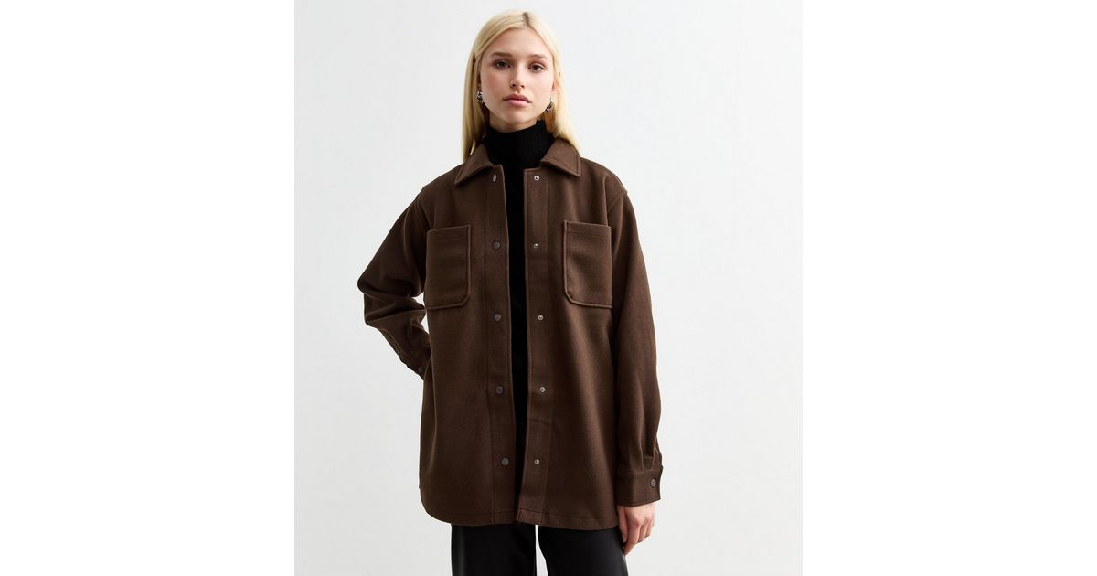 Brown Long Shacket | New Look