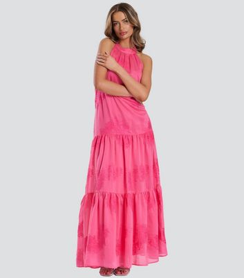 Finding Friday Pink Embroidered Tiered Maxi Dress | New Look
