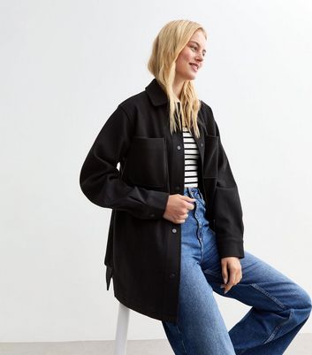 Tall Black Long Shacket | New Look