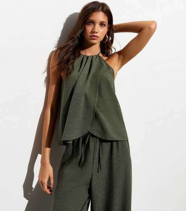 Khaki Wrap Front Cami | New Look