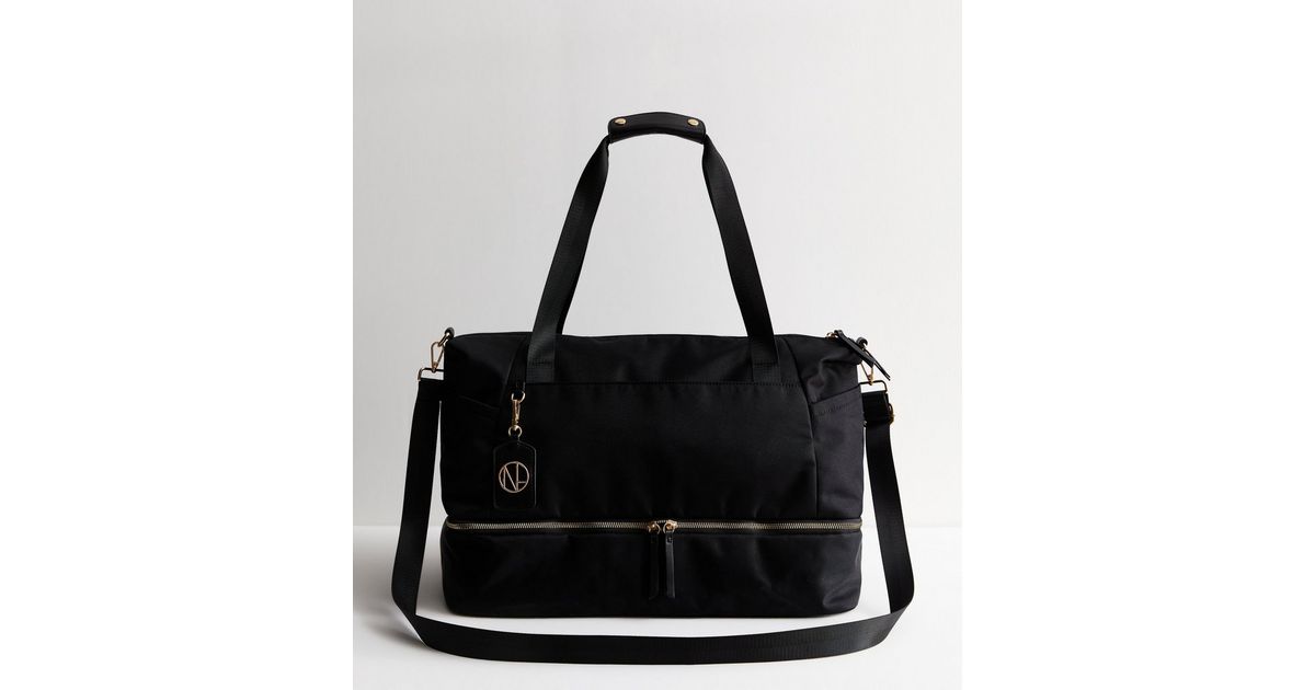 Black Zip Base Weekend Bag | New Look