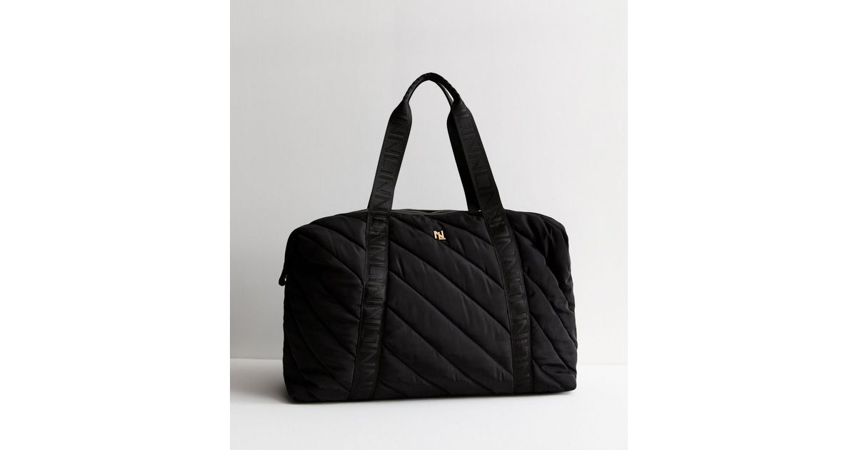 Black Quilted Weekend Bag | New Look