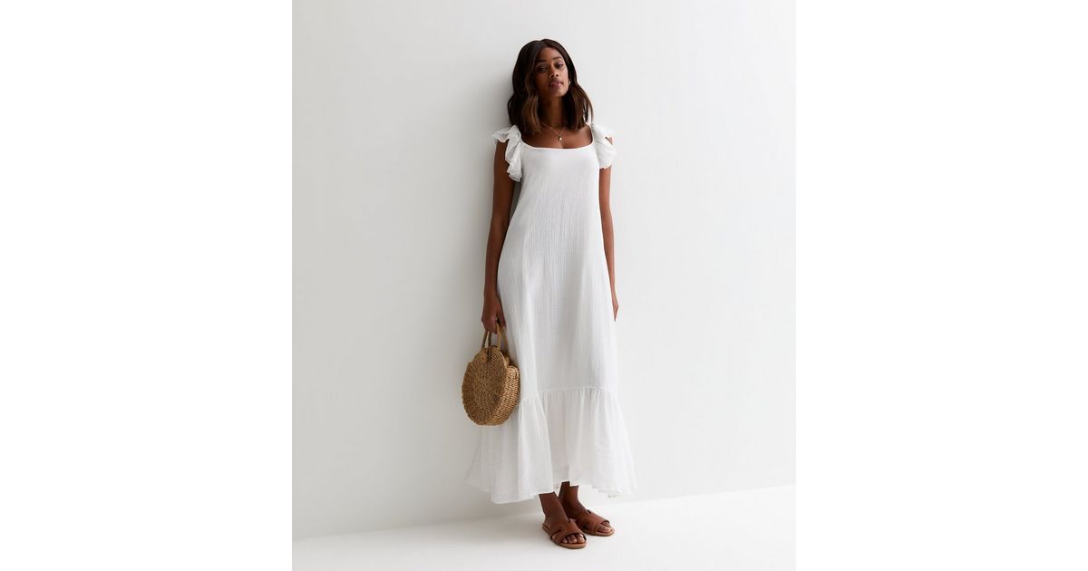 Gini London White Ruffle Maxi Dress | New Look