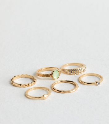 Gold Tone 6 Pack of Stacking Rings | New Look
