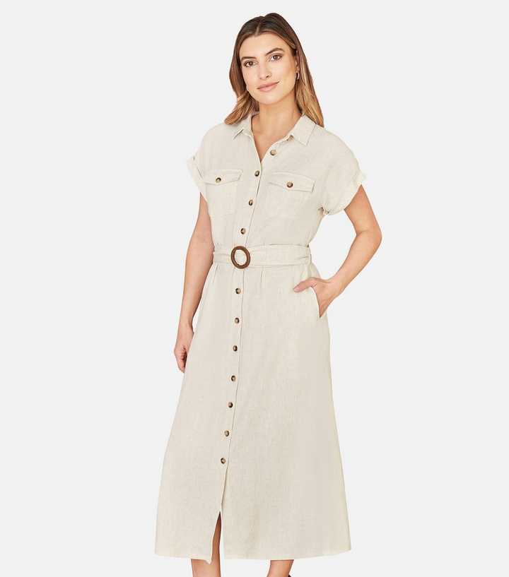 Yumi Stone Belted Midi Shirt Dress | New Look