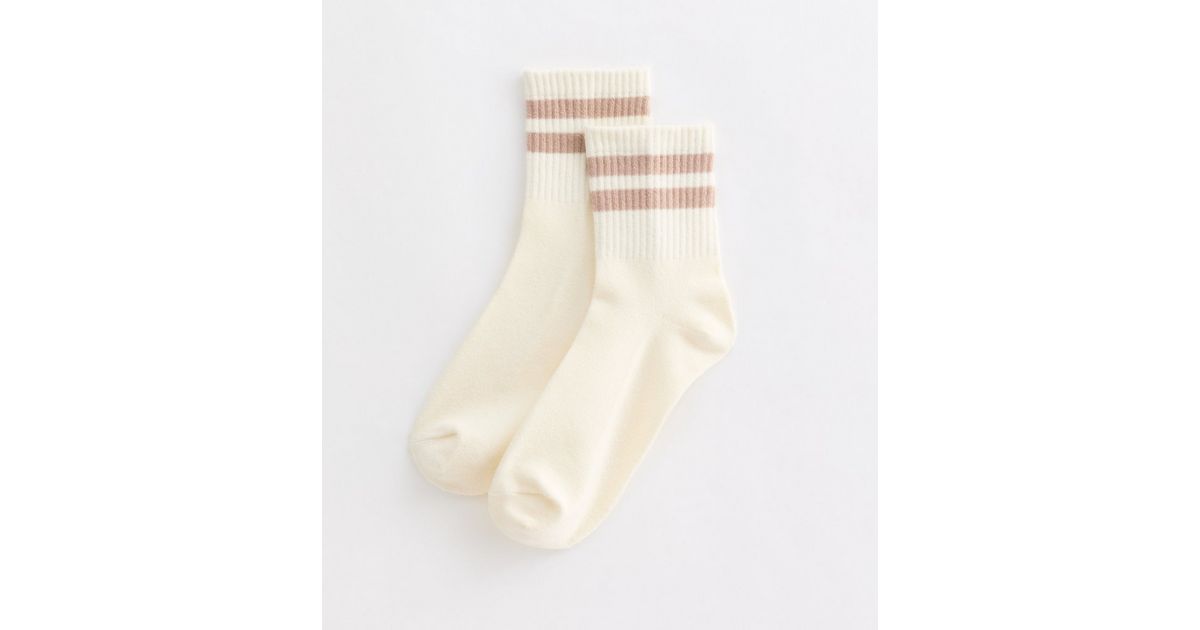 Cream Sports Stripe Socks | New Look