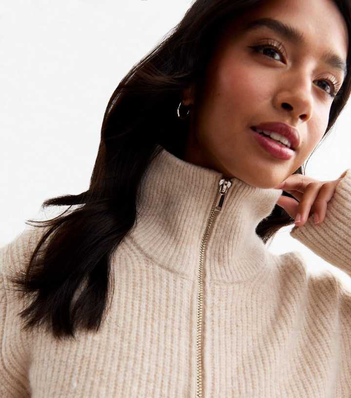 Petite Cream Half Zip Jumper | New Look