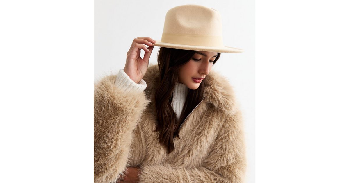 Cream Felted Fedora Hat | New Look