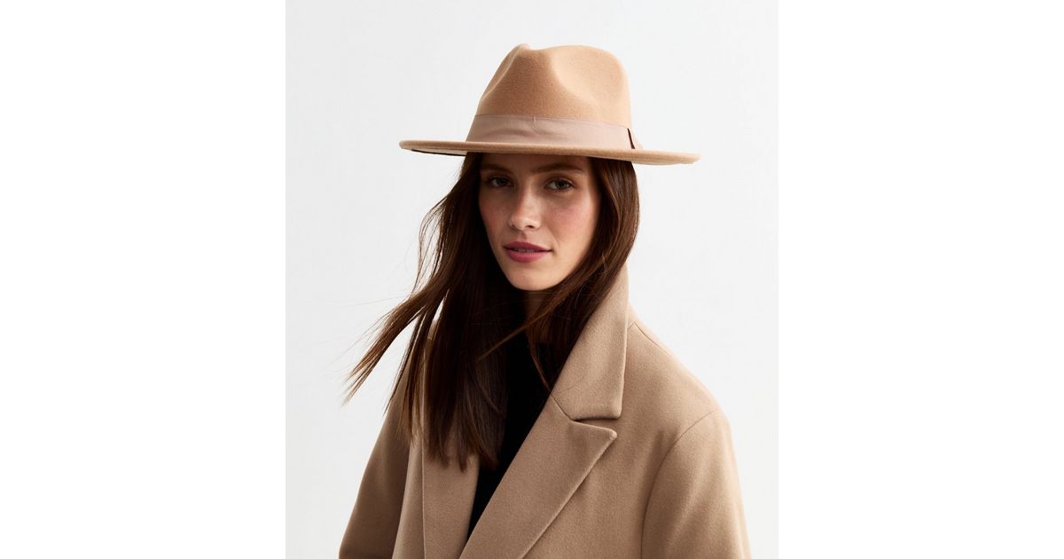 Camel Felted Fedora Hat | New Look