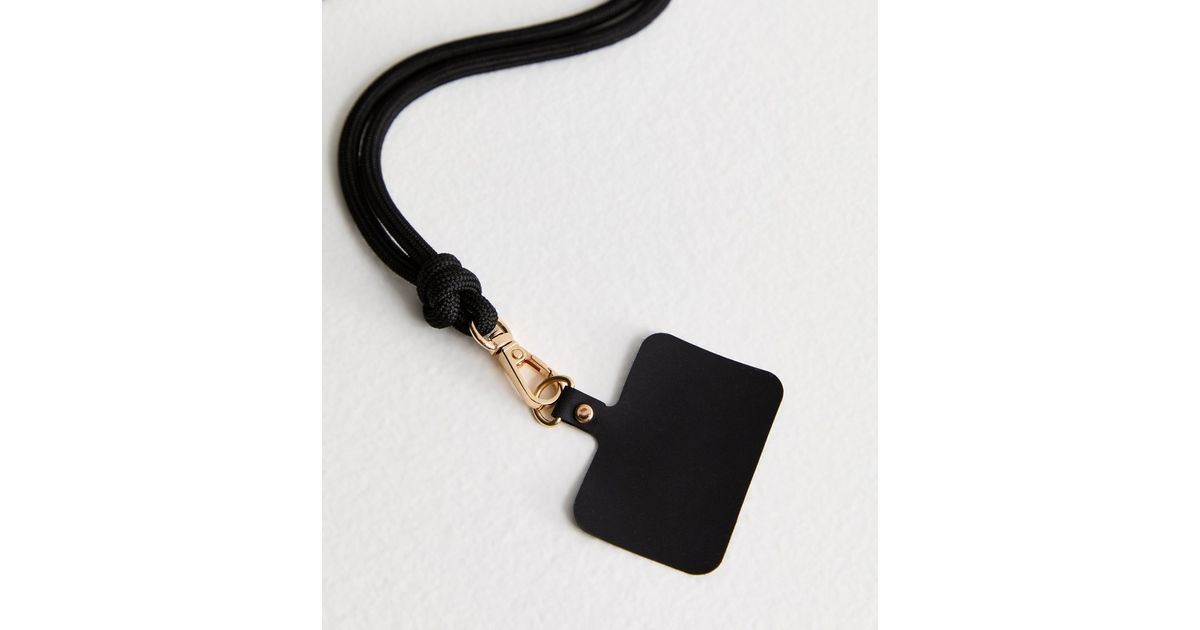 Black Adjustable Crossbody Rope Phone Strap | New Look