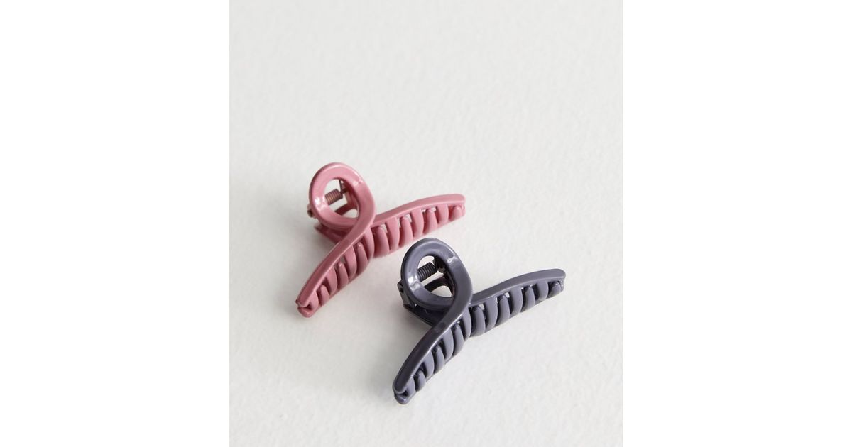 2 Pack Multicoloured Shiny Swirl Hair Claw Clips | New Look
