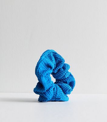 Bright Blue Textured Scrunchie | New Look