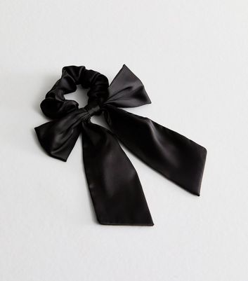 Black Satin Bow Scrunchie | New Look