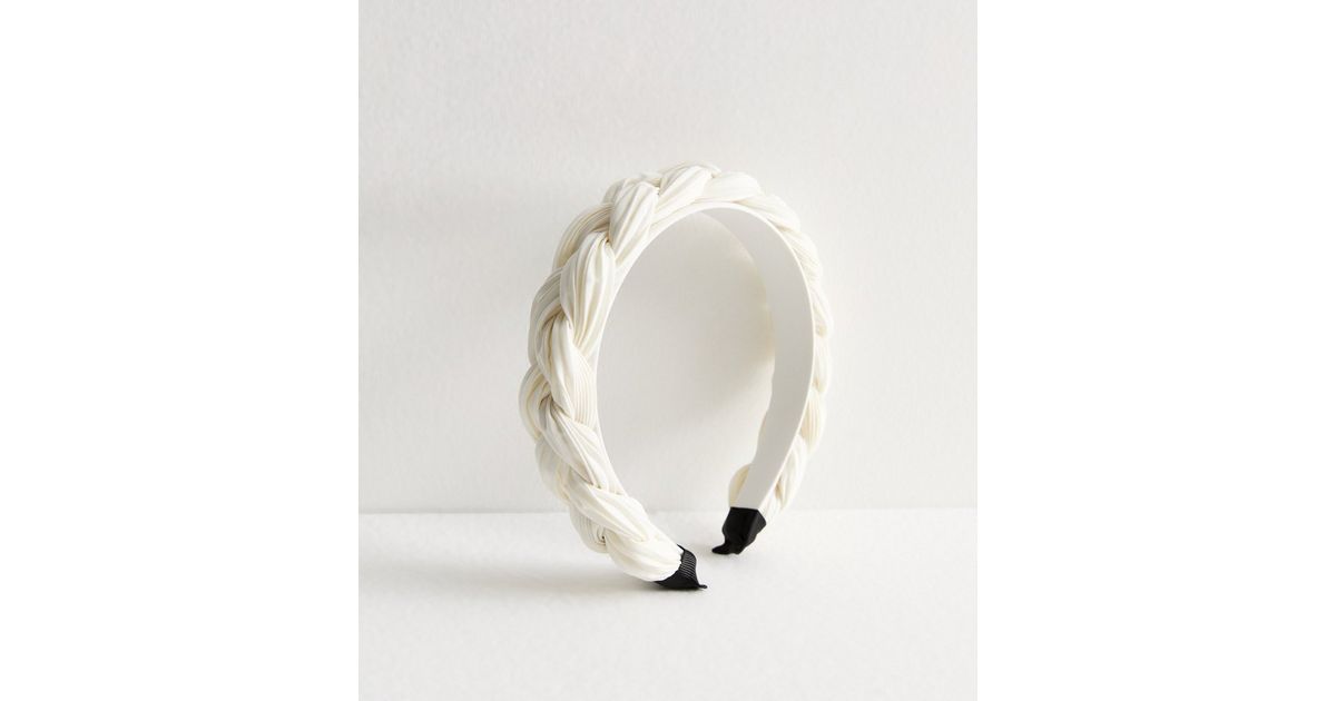 Cream Plisse Plaited Headband | New Look