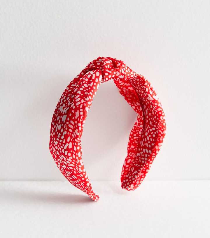 Red Animal Print Knot Headband | New Look
