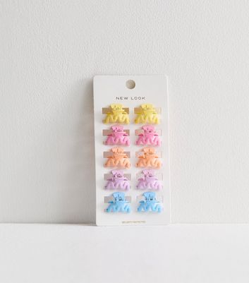 10 Pack Multicoloured Matte Mini Hair Claw Clips | New Look