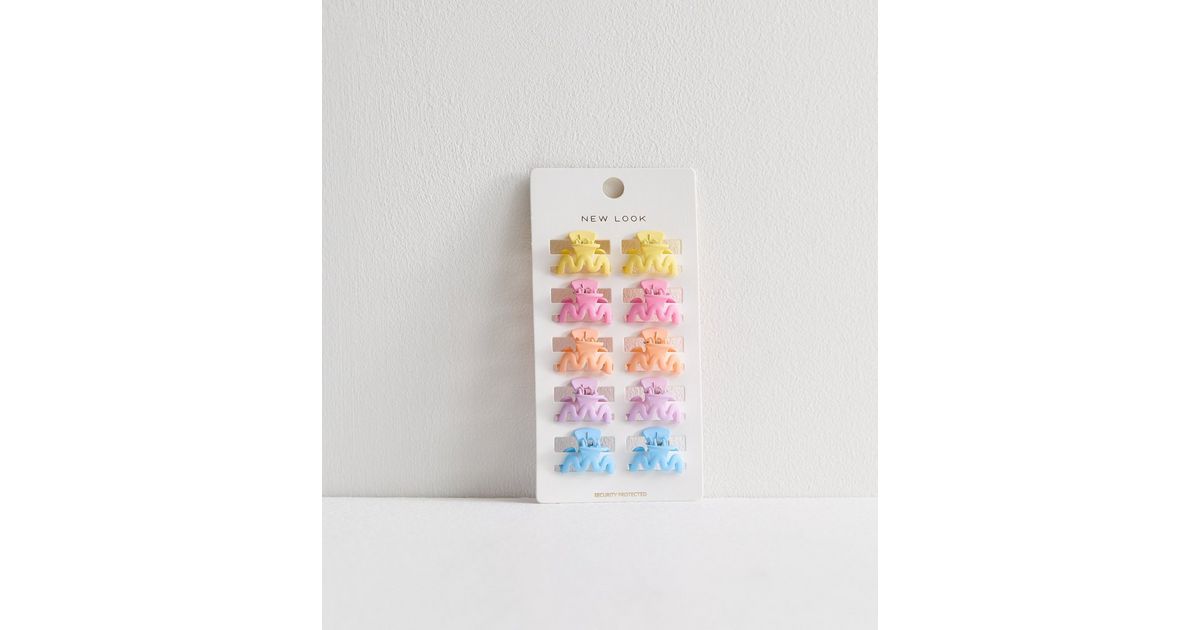 10 Pack Multicoloured Matte Mini Hair Claw Clips | New Look