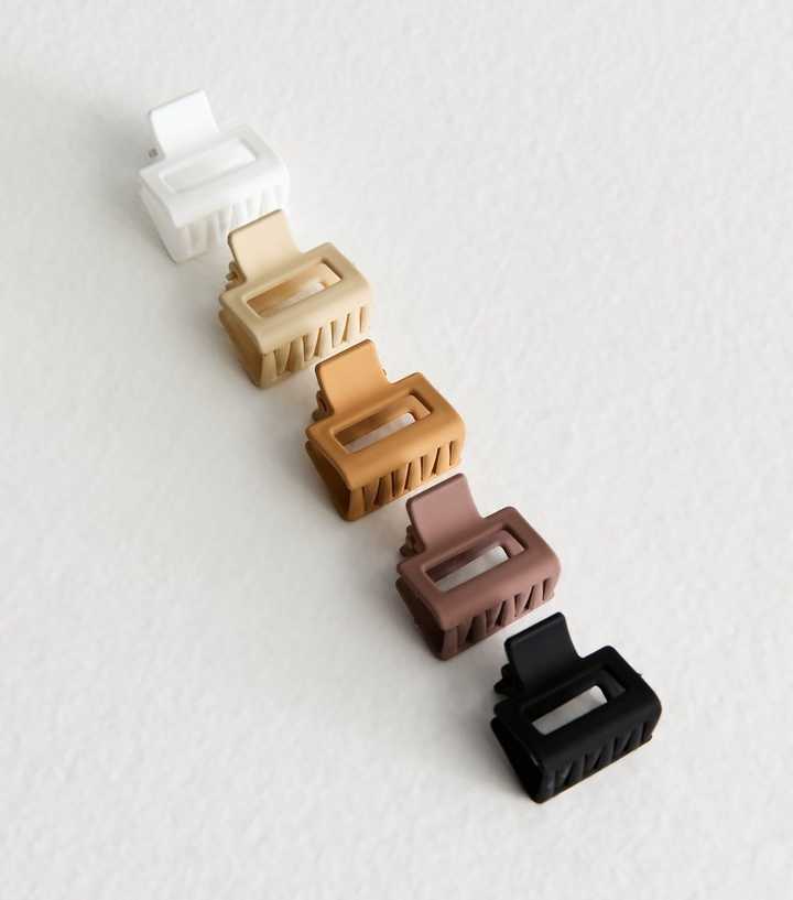 10 Pack Multicoloured Matte Mini Hair Claw Clips | New Look