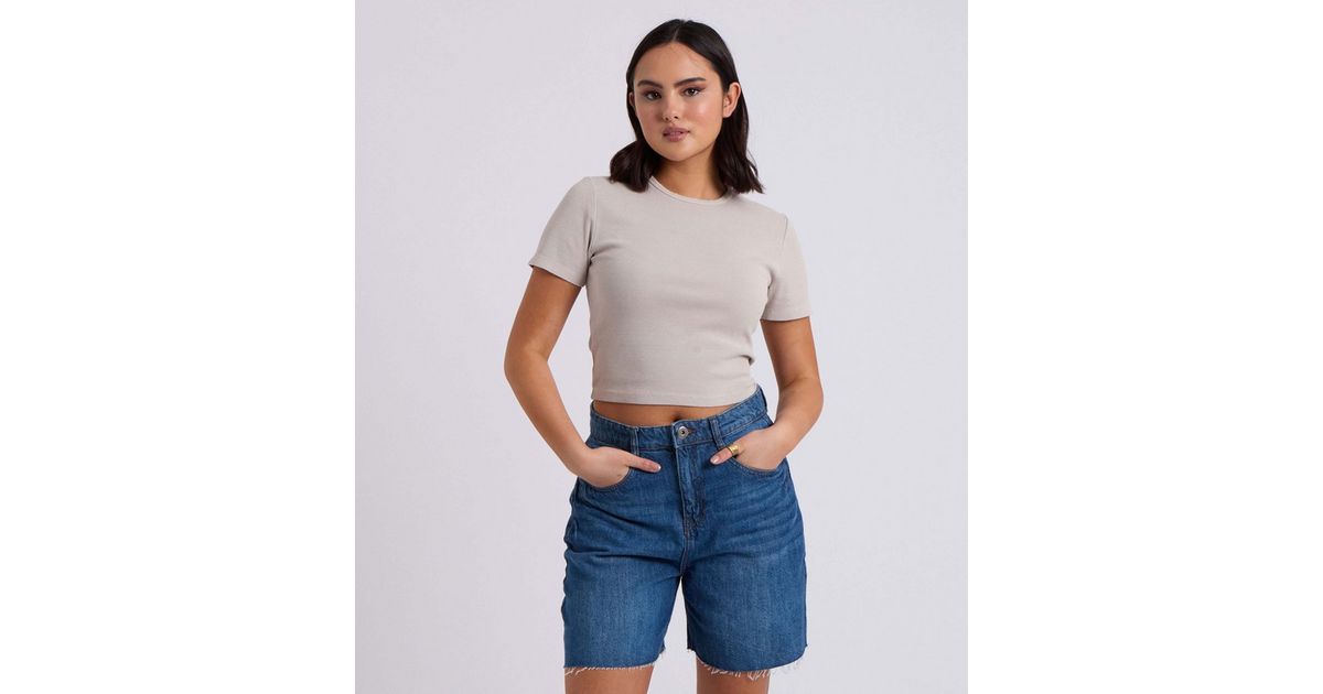 Urban Bliss Stone Washed Rib T-Shirt | New Look