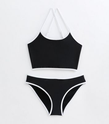 Girls Black Tank Top Bikini Set New Look