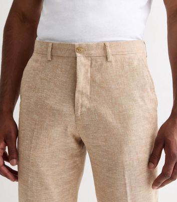 Jack Jones Stone Slim Linen Blend Trousers New Look