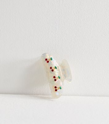 Cream Pearlized Cherry Hair Claw Clip | New Look