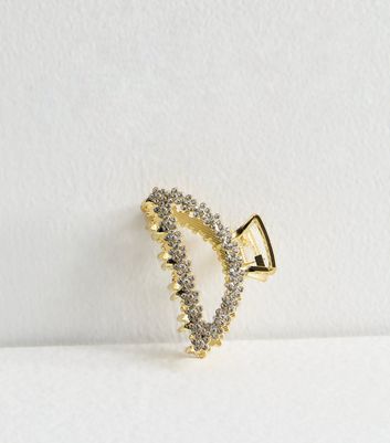 Gold Diamanté Cut-Out Mini Hair Claw Clip | New Look