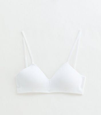 Girls White Seamless Non Wired Rib Triangle Bra | New Look