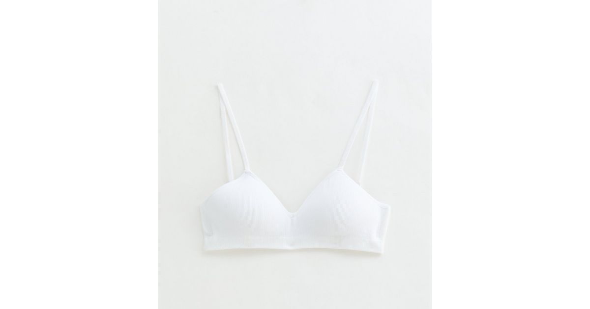 Girls White Seamless Non Wired Rib Triangle Bra | New Look