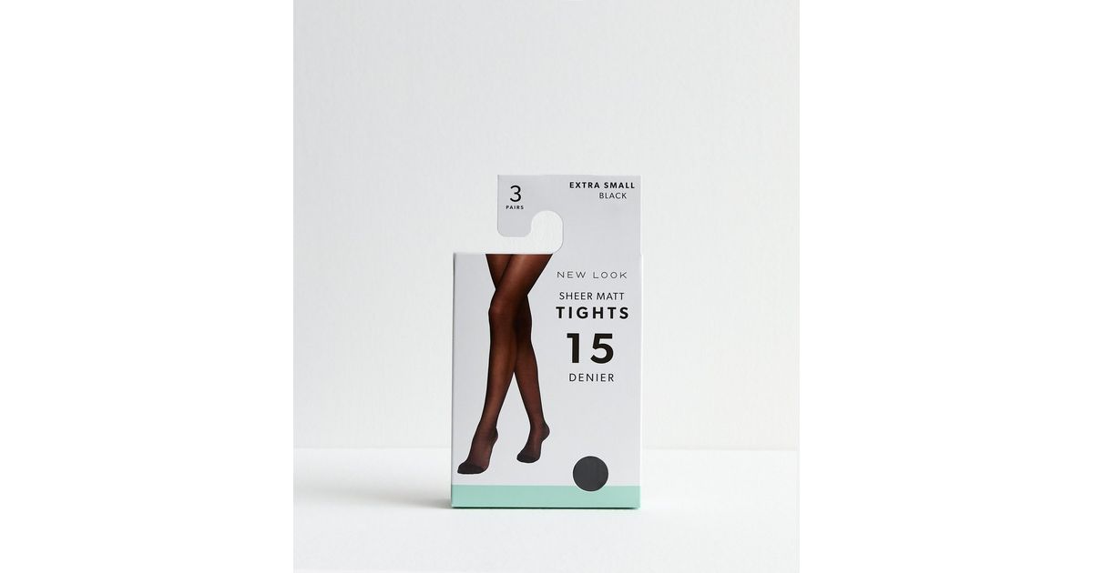 Black 3 Pack of 15 Denier Sheer Matt Tights | New Look