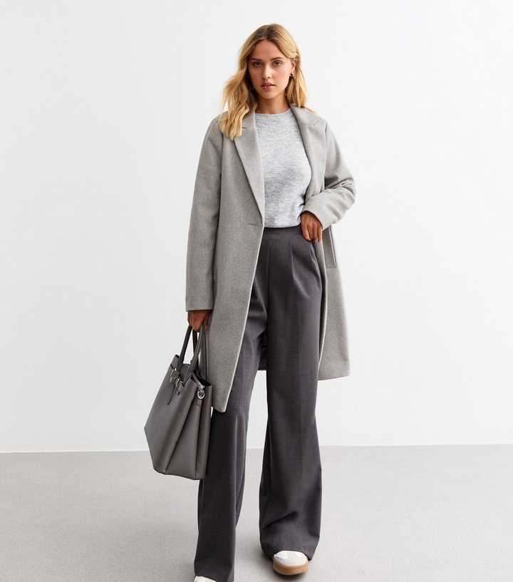 Grey Tailored Single Button Coat | New Look