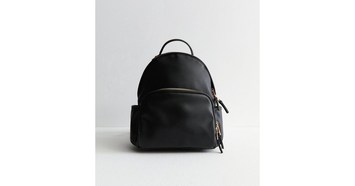 Black Leather-Look Backpack | New Look