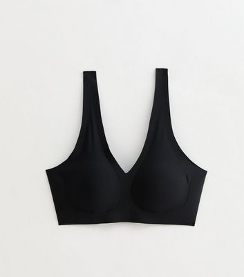 Black Smooth Bonded Crop Top Bra | New Look