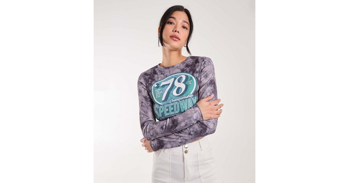 Pink Vanilla Grey Tie Dye Speedway Slogan Crop Top | New Look