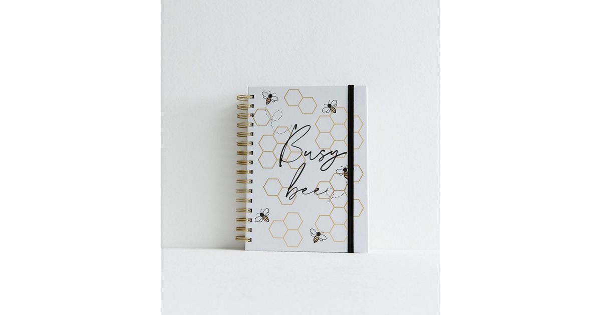 White Busy As A Bee Notebook | New Look