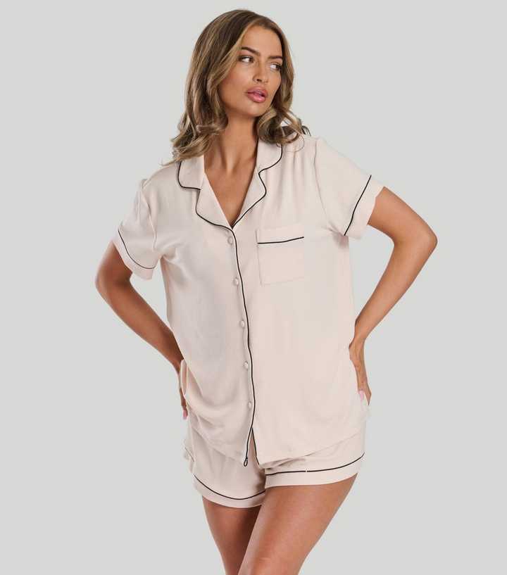 Loungeable Cream Shorts and Shirt Pyjama Set | New Look