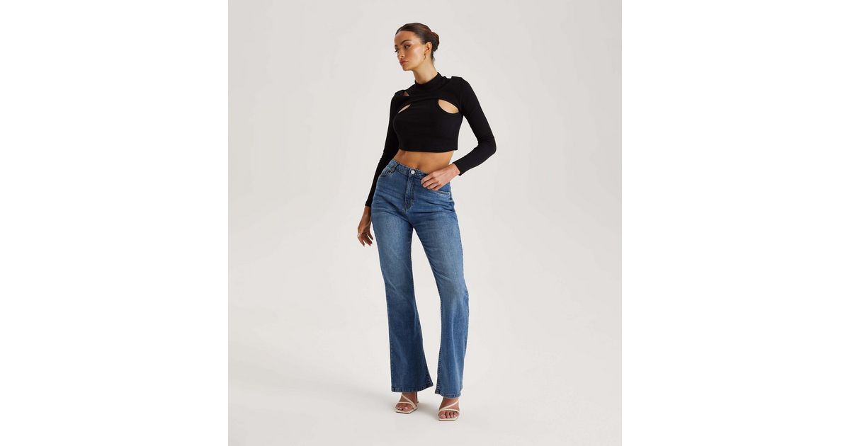 Urban Bliss Mid Blue Flared Jeans | New Look