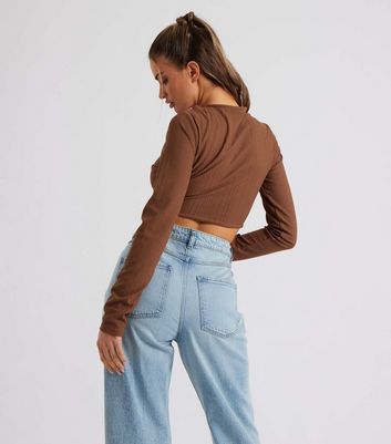 Urban Bliss Brown Cut Out Crop Top | New Look