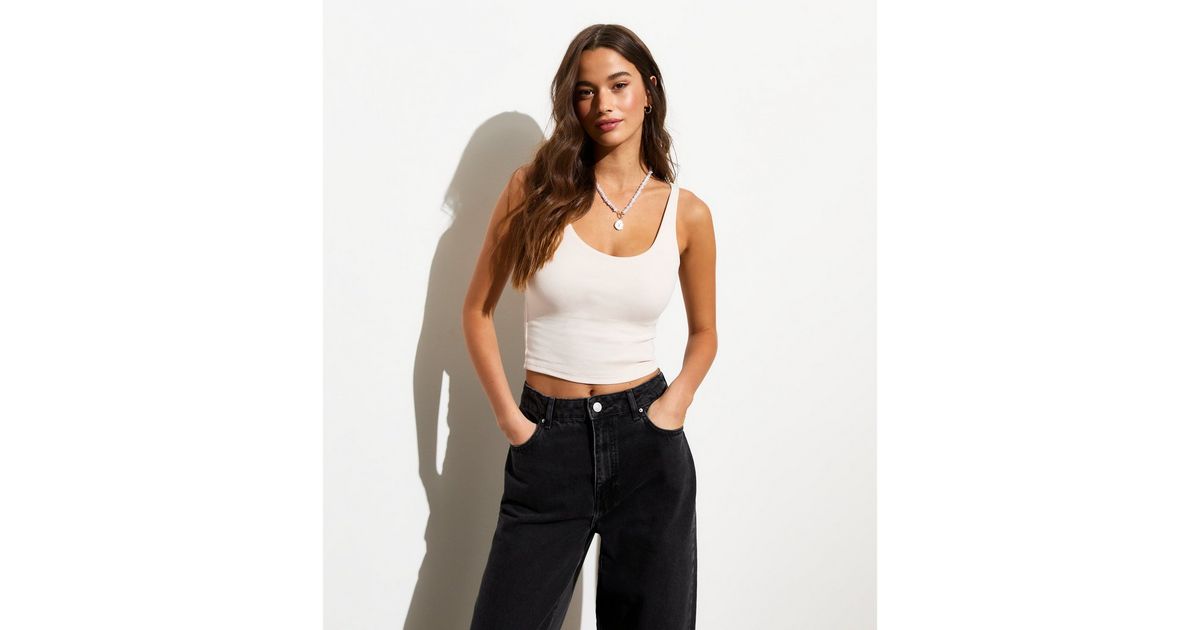 Cream Scoop-Neck Crop Vest Top | New Look