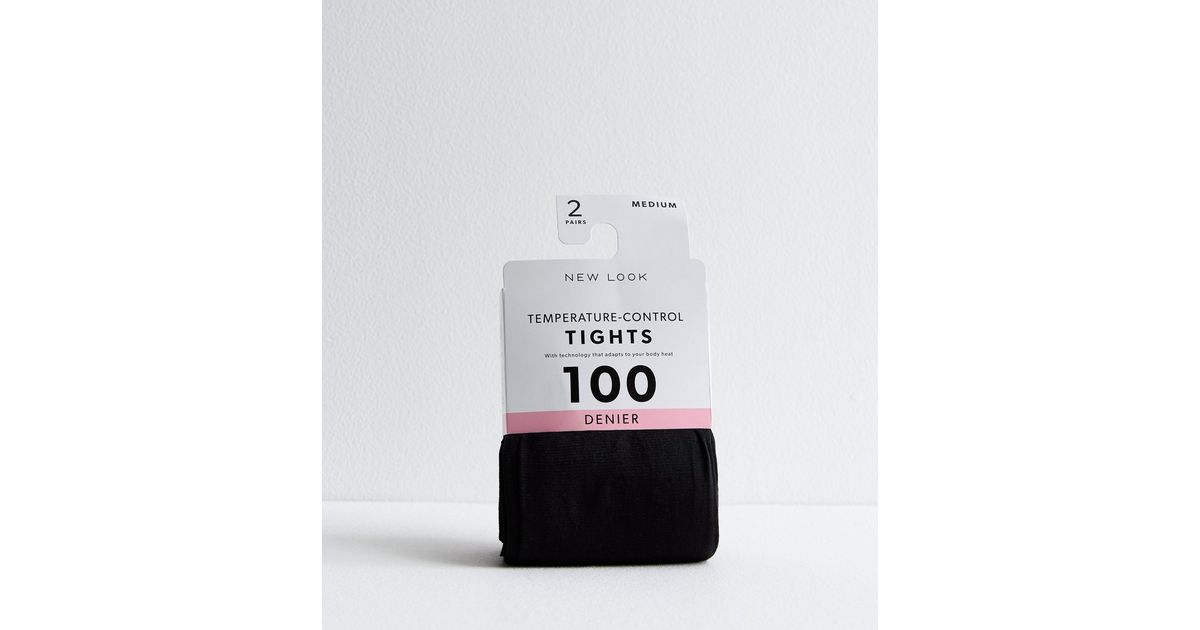 2 Pack Of Black Opaque Tights New Look